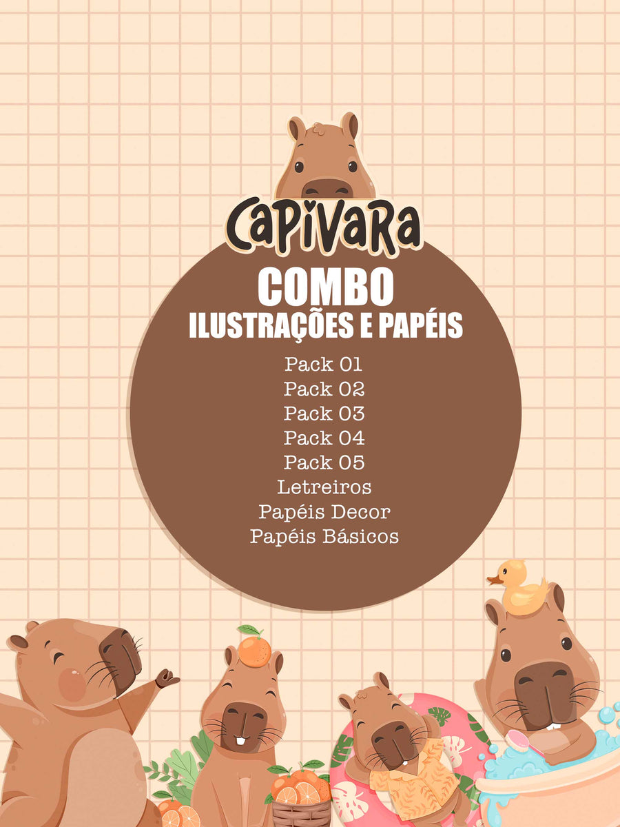 Capivara - Combo Ilustrações e Papéis – Tita Estúdio Criativo