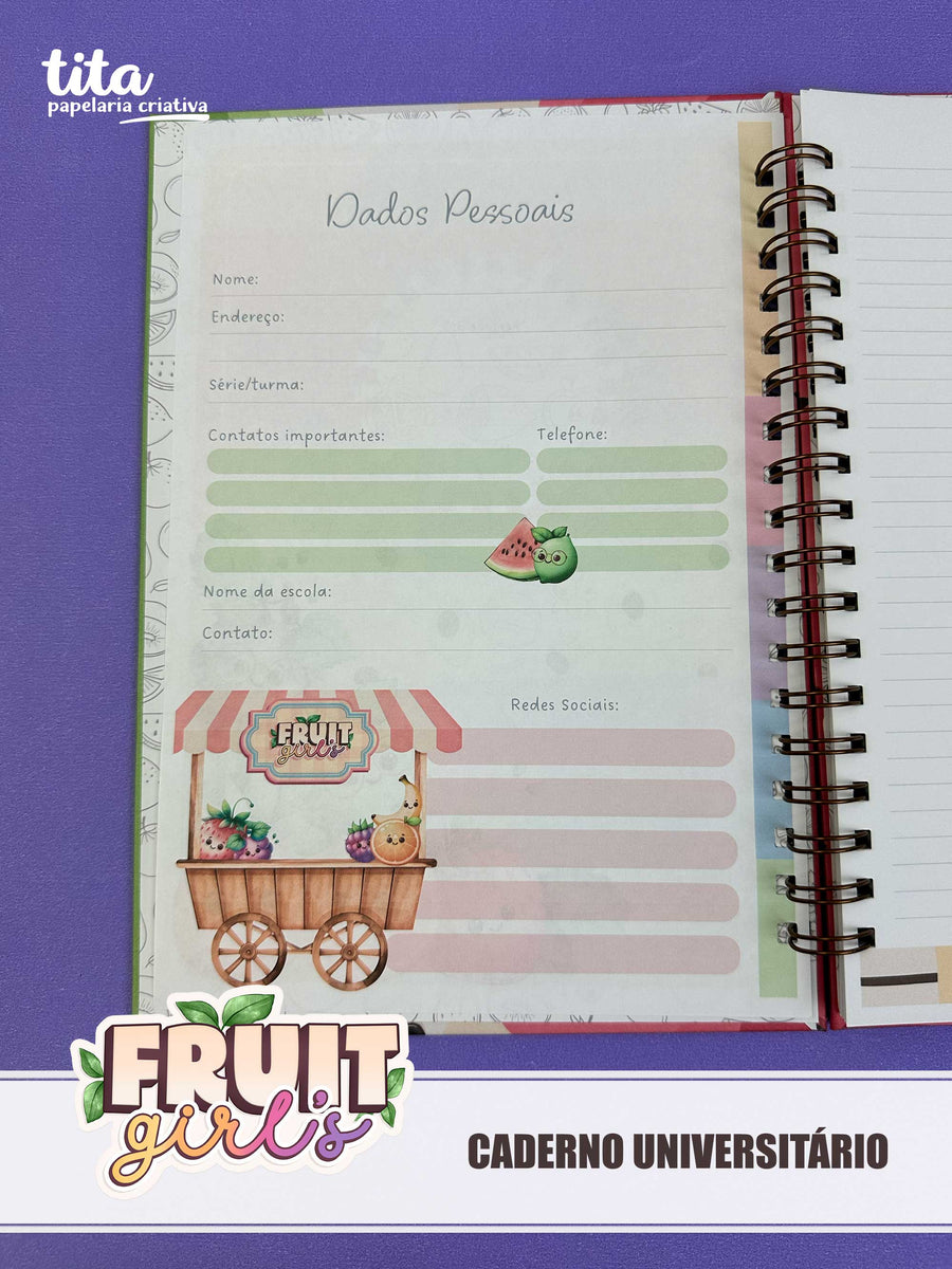Fruit Girls - Caderno Universitário – Tita Estúdio Criativo